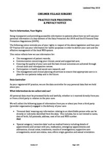 Practice Fair Processing & Privacy Notice – Chelmer Village Surgery
